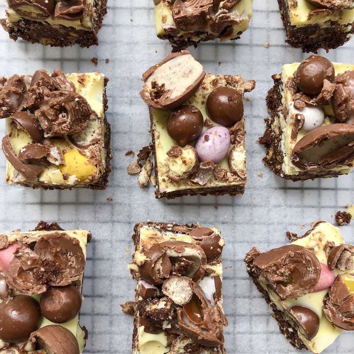 Chocolate Easter Egg Slice - Eat Happy Glow